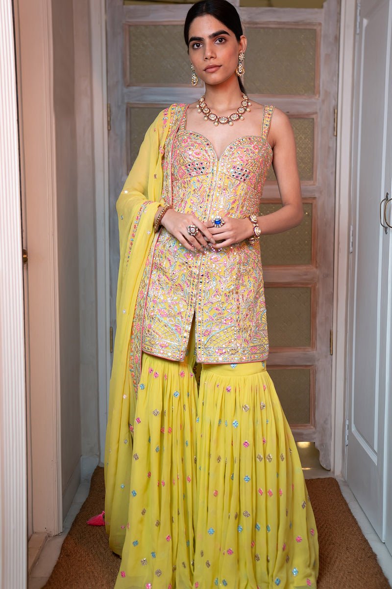 Bright Yellow Gharara Set – Tamanna Punjabi Kapoor Official