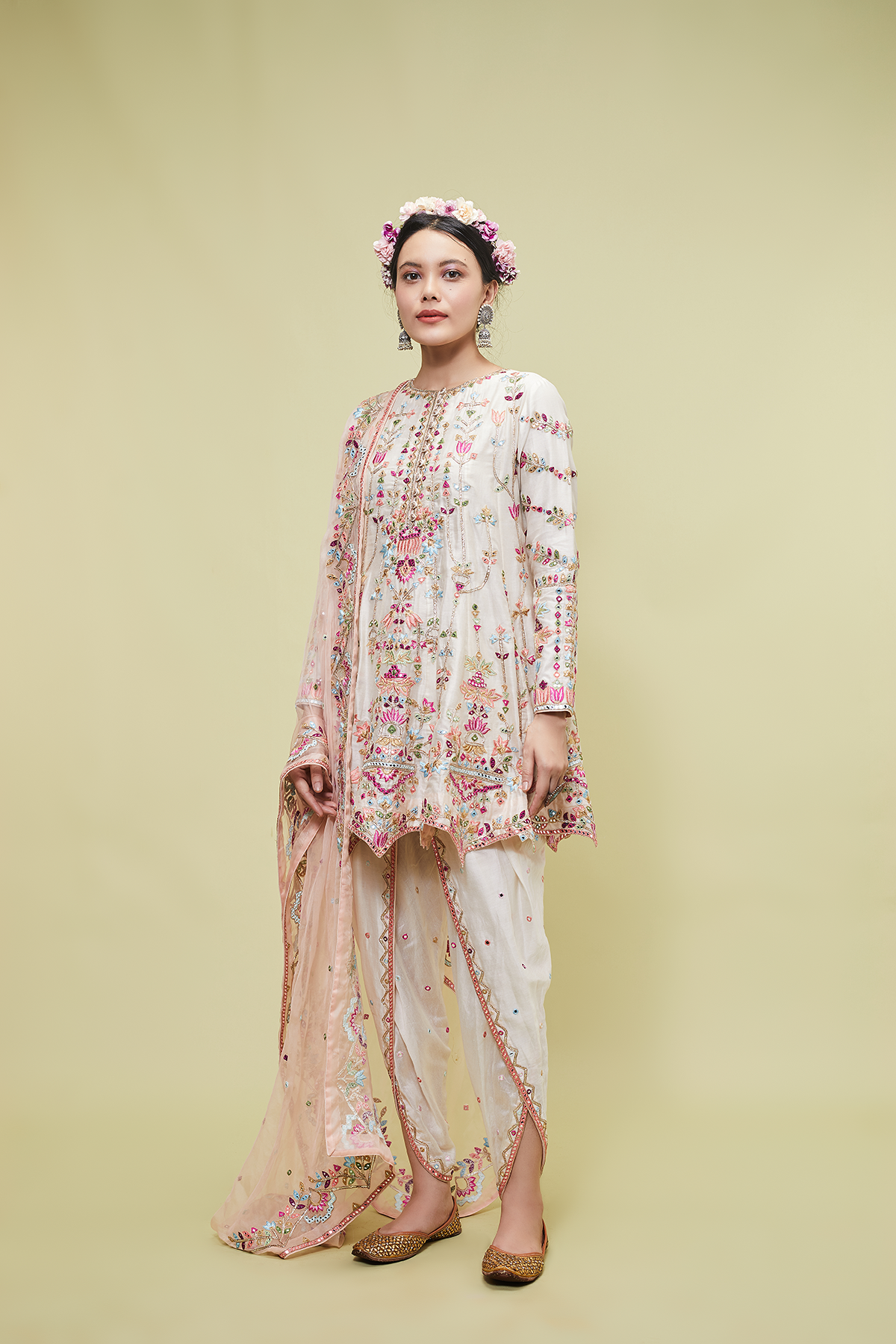 Ivory Kali Kurta With Dhoti – Tamanna Punjabi Kapoor Official